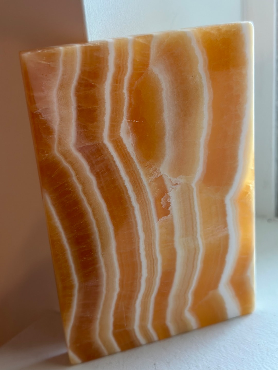 Banded Orange and White Calcite Slab 2 - Etsy