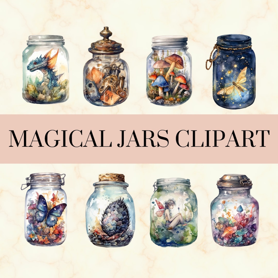 27 Magical Jars Watercolor Clipart - Fantasy Bottle PNG Set, Fantasy ...