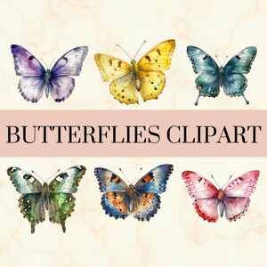 21 Butterflies Watercolor Clipart - Pretty Butterfly PNG Set, Dreamy ...