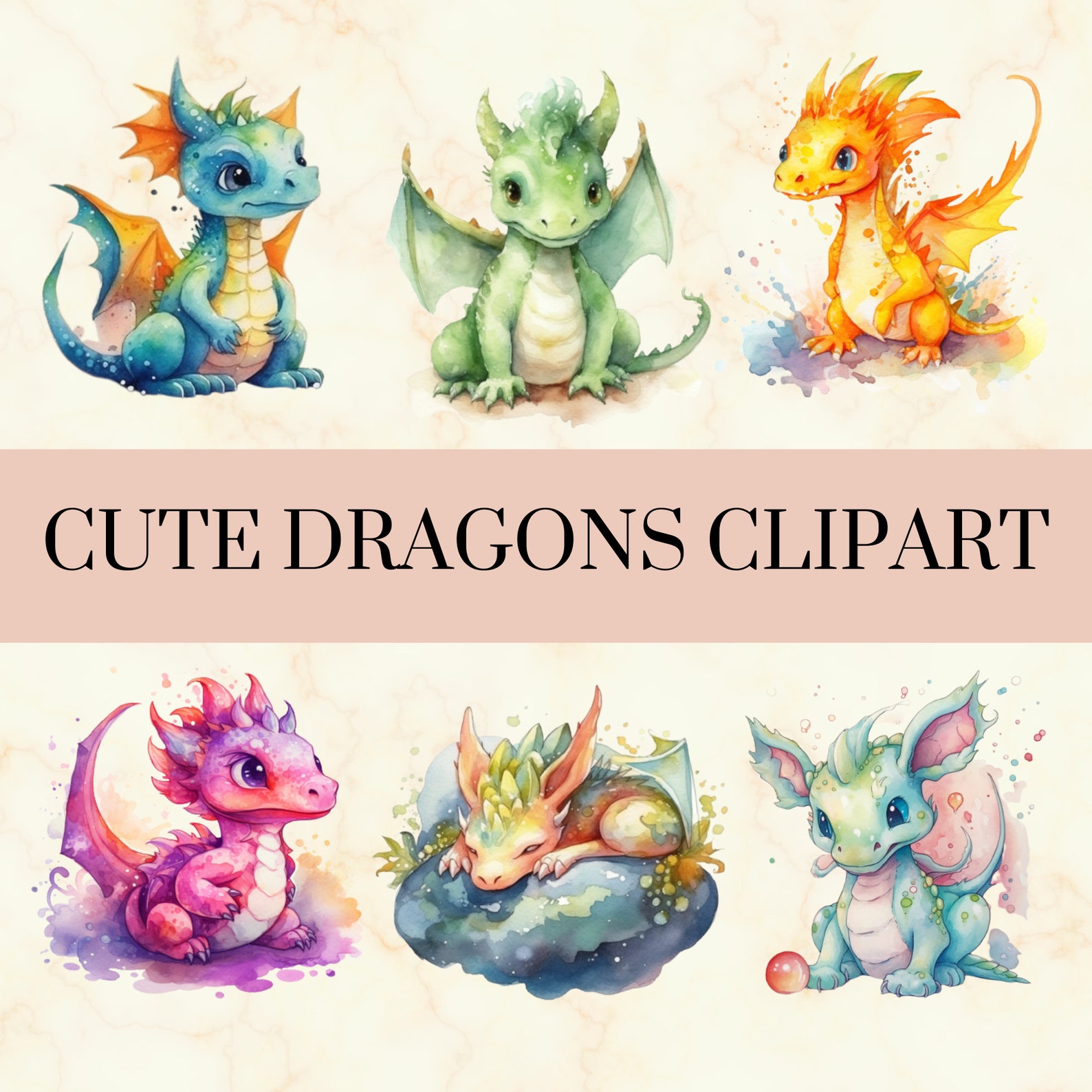20 PNG Cute Dragons Clipart Fantasy Colorful Dragon PNG Set - Etsy ...