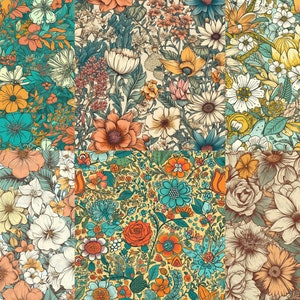 Spring Florals Digital Paper - Seamless, Floral Watercolor Patterns, 12 ...