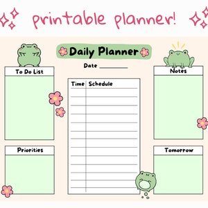 Cute Frog Open Printable Daily Planner, Digital Download Planner Page ...