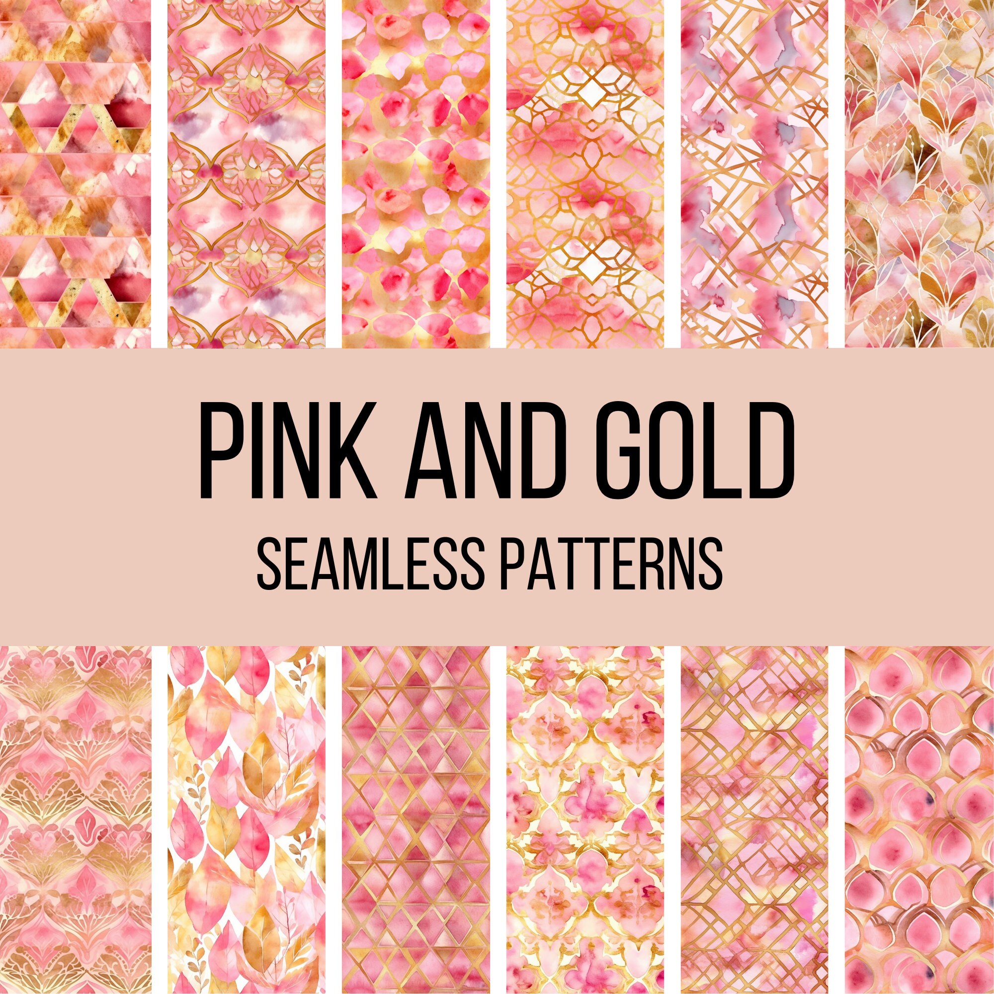Pink and Gold Seamless Digital Paper - Seamless Pretty Dreamy ...