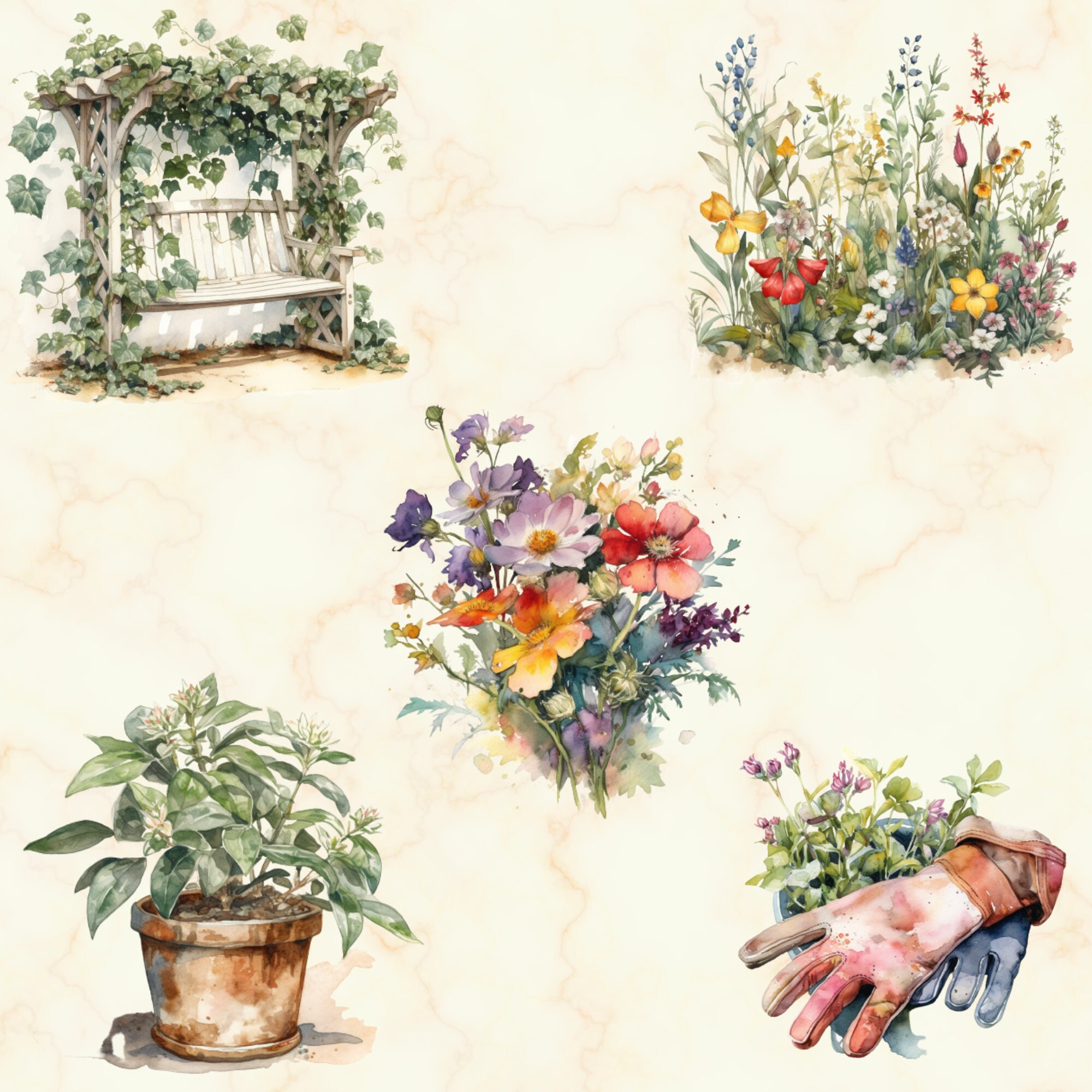 20 PNG Watercolor Secret Garden Clipart - Secret Garden PNG Set, Cute ...