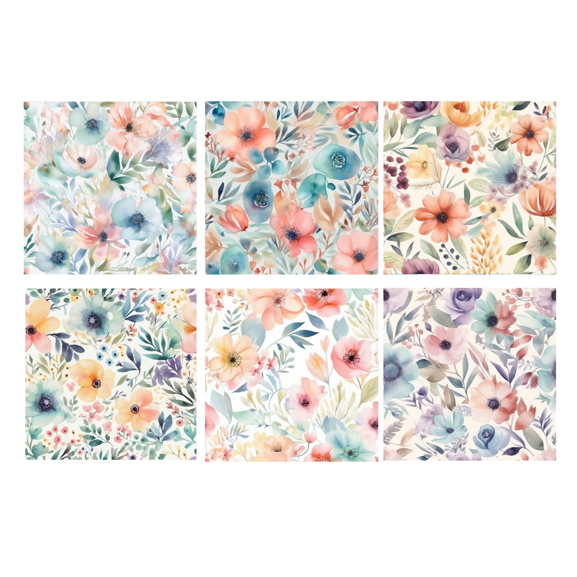 Pastel Flowers Seamless Digital Paper - Seamless Pretty Floral ...