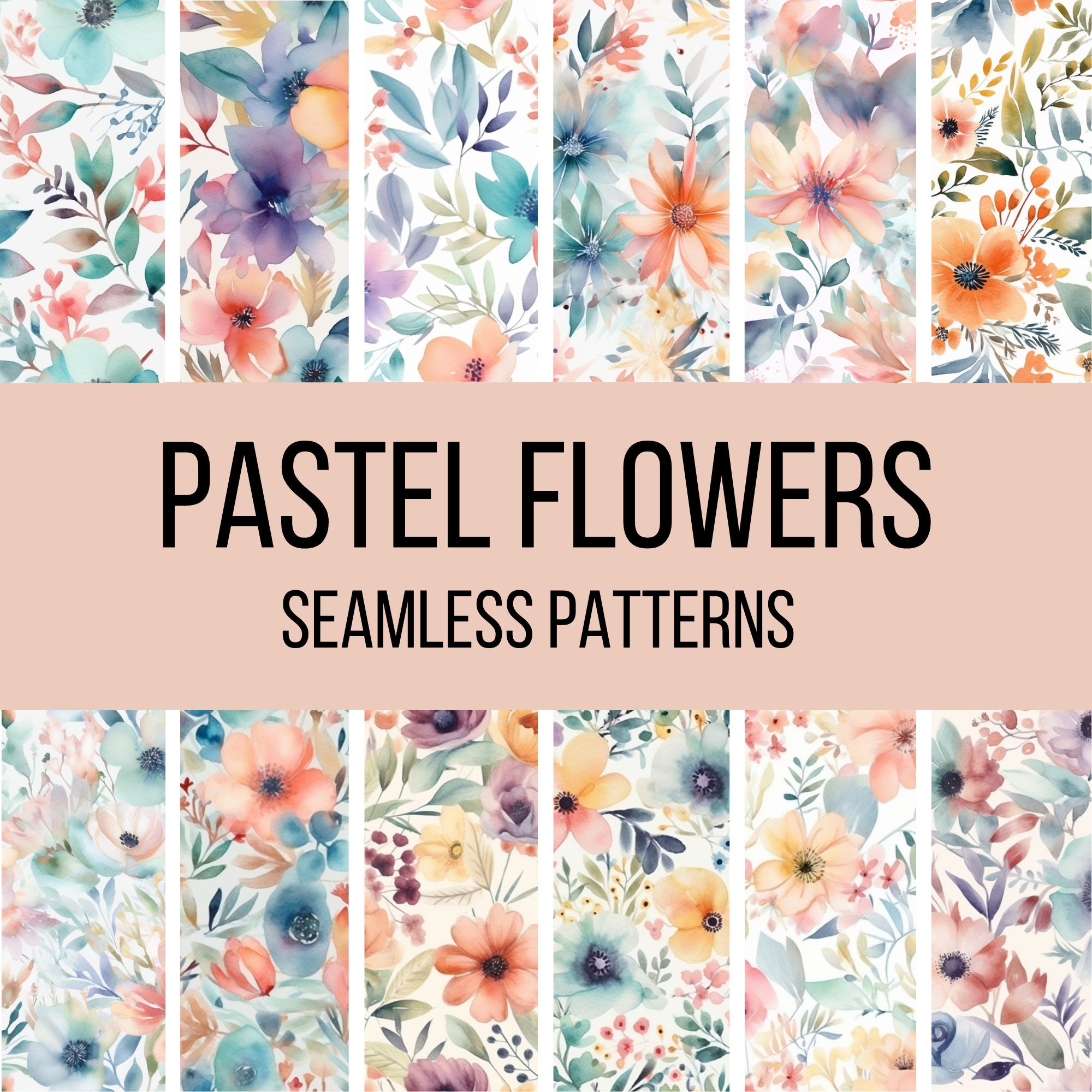 Pastel Flowers Seamless Digital Paper - Seamless Pretty Floral ...