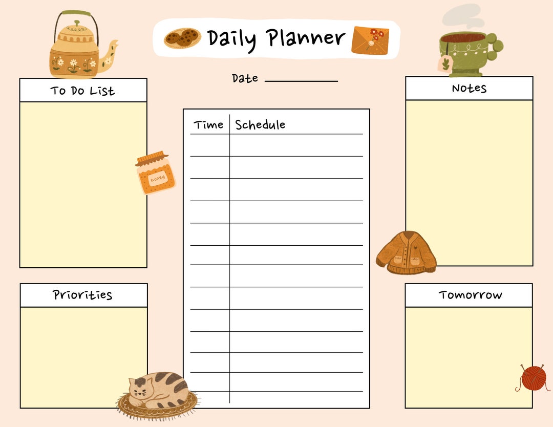 Cozy Cottagecore Open Printable Daily Planner, Digital Download Planner ...