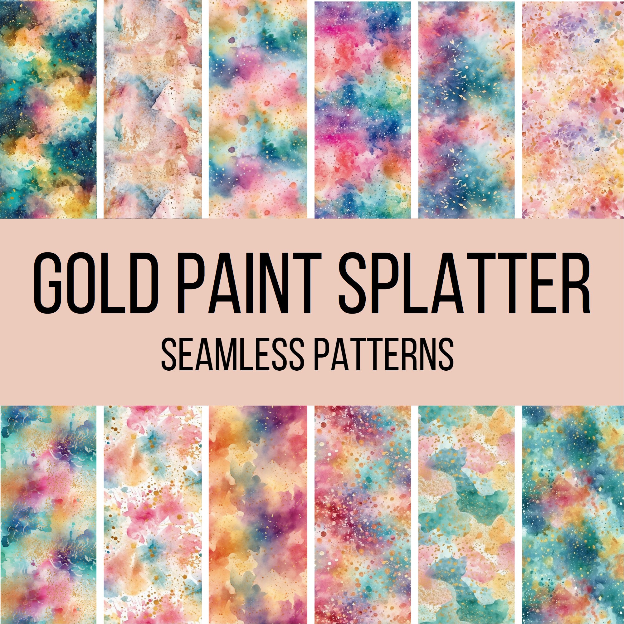 Gold Paint Splatter Seamless Digital Paper Seamless Glitter - Etsy