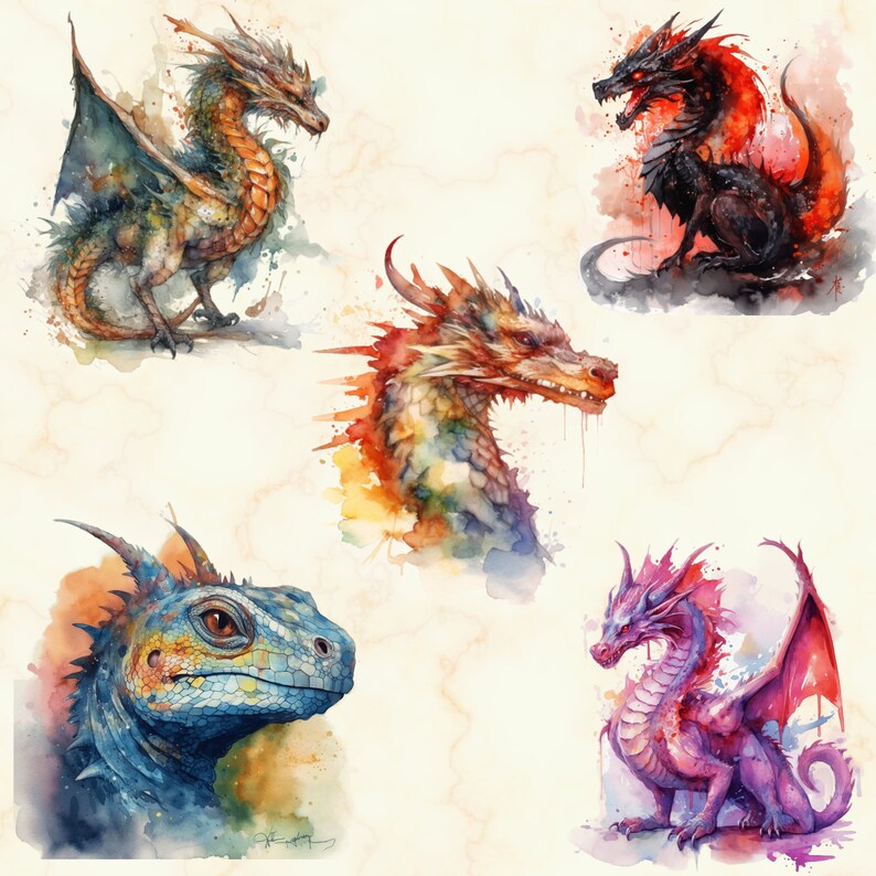 20 PNG Dragons Clipart - Dragon PNG Set, Colorful Dragons Art ...