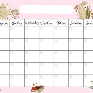 Magical Cottagecore Open Printable Monthly Calendar Planner, Digital ...
