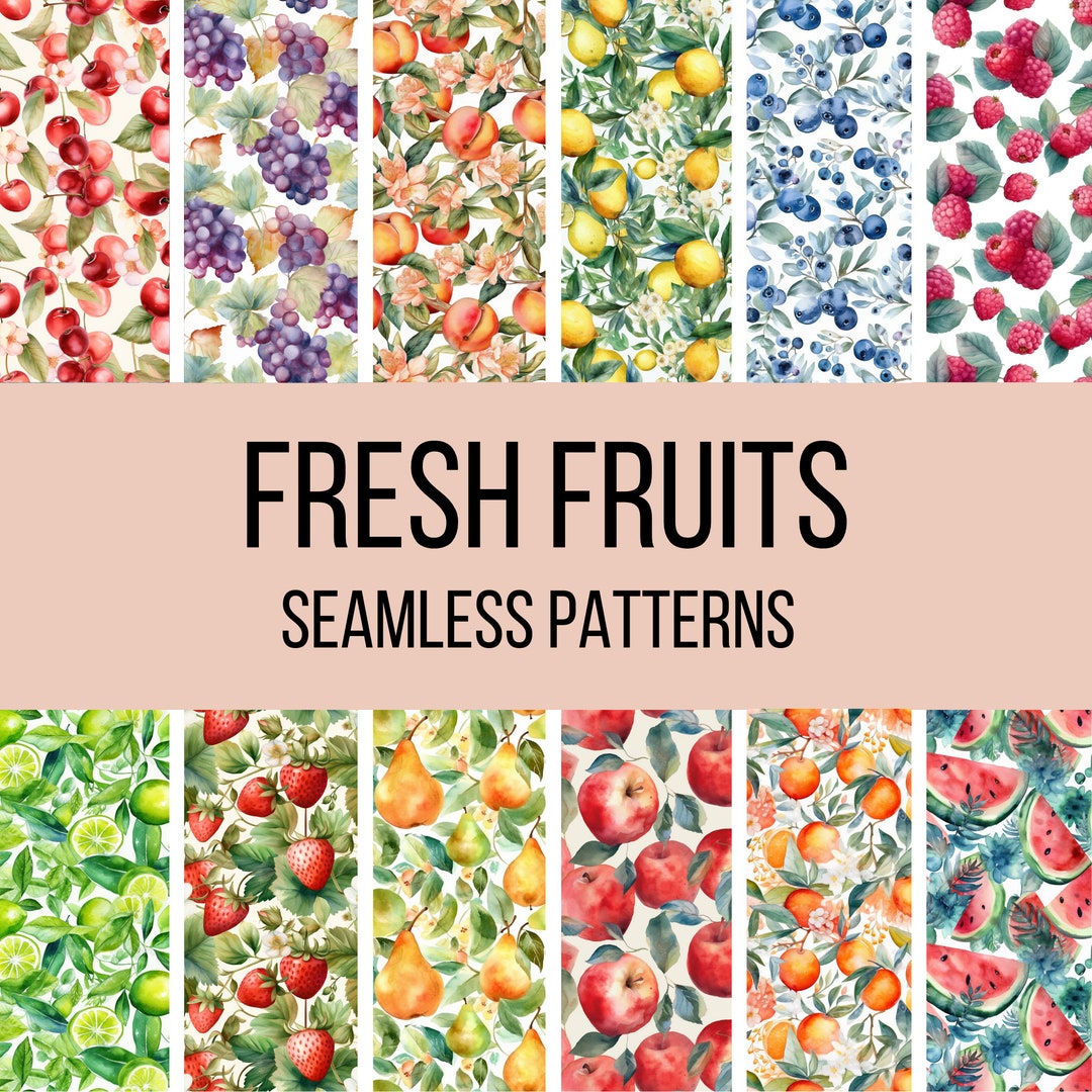 Fresh Fruits Seamless Digital Paper - Seamless Pretty Cottagecore ...