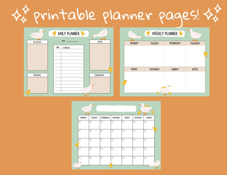 Cute Duck Digital Planner Download Bundle, Digital Download Planner ...