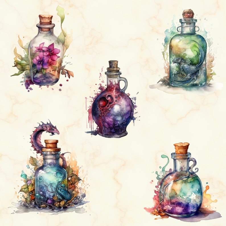 20 PNG Magic Potions Clipart Potion PNG Set Colorful - Etsy