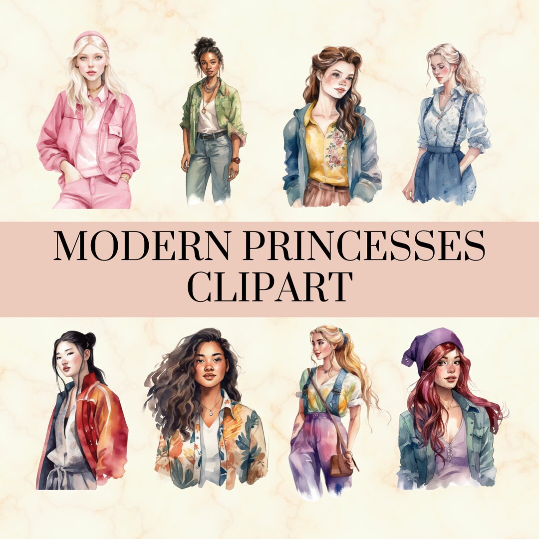 45 PNG Watercolor Modern Fairytale Princesses Clipart - Fairytale ...