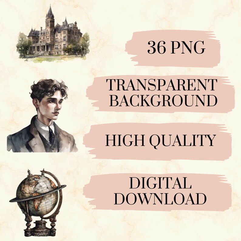 36 PNG Watercolor Dark Academia Clipart Pretty Black Gothic College PNG ...