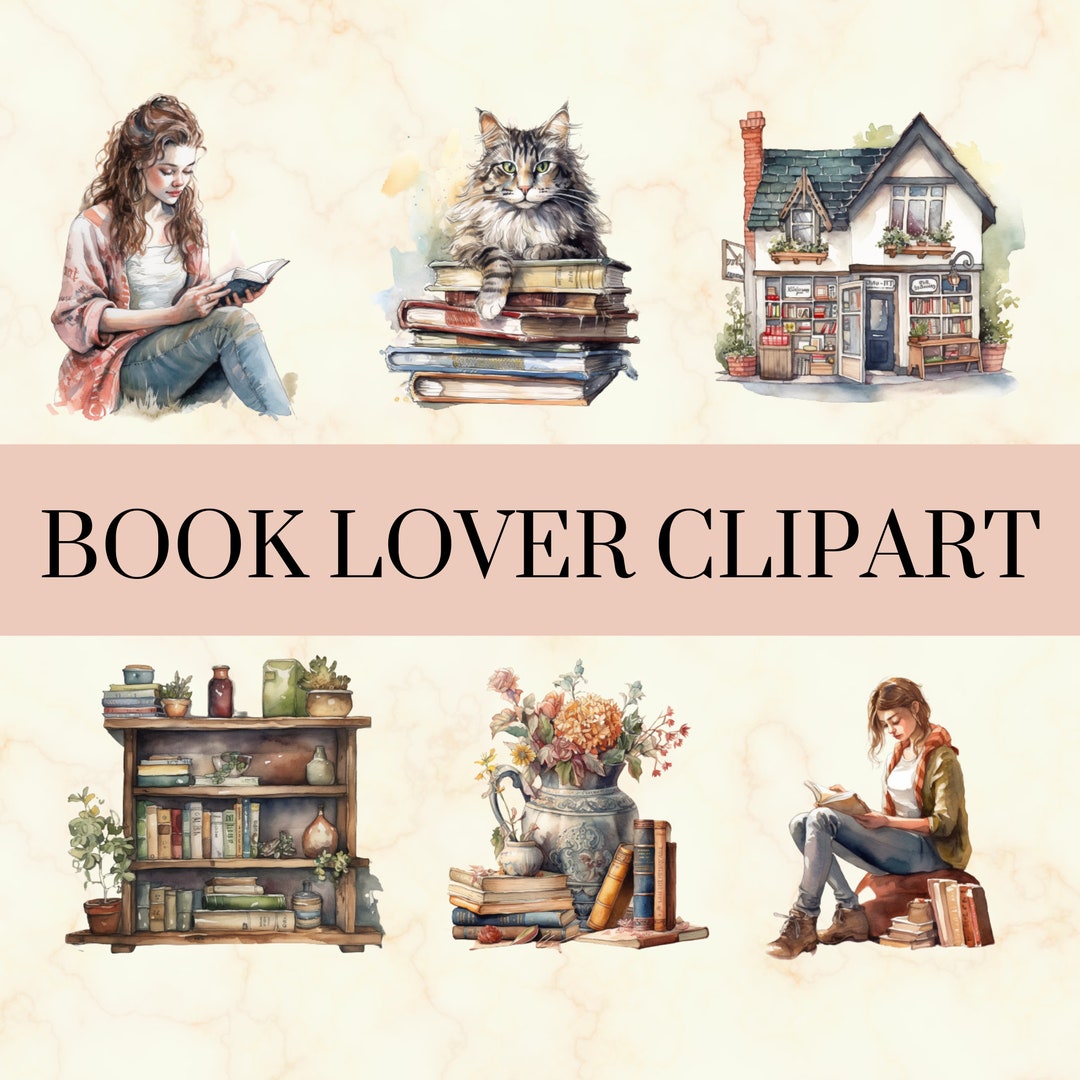 24 PNG Watercolor Book Lover Clipart - Pretty Books PNG Set, Cute ...