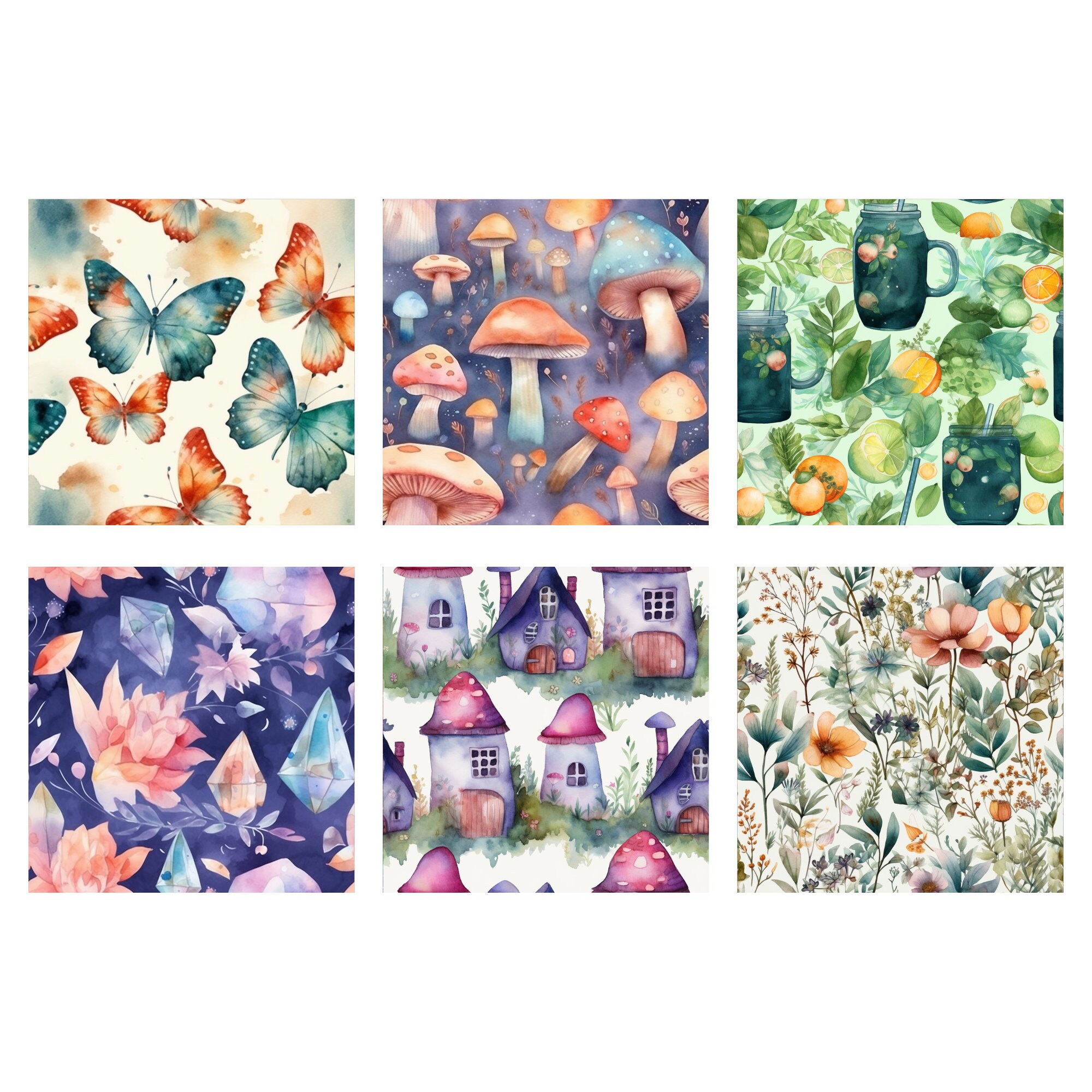 Fairycore Magic Seamless Digital Paper - Seamless Fairytale Watercolor ...