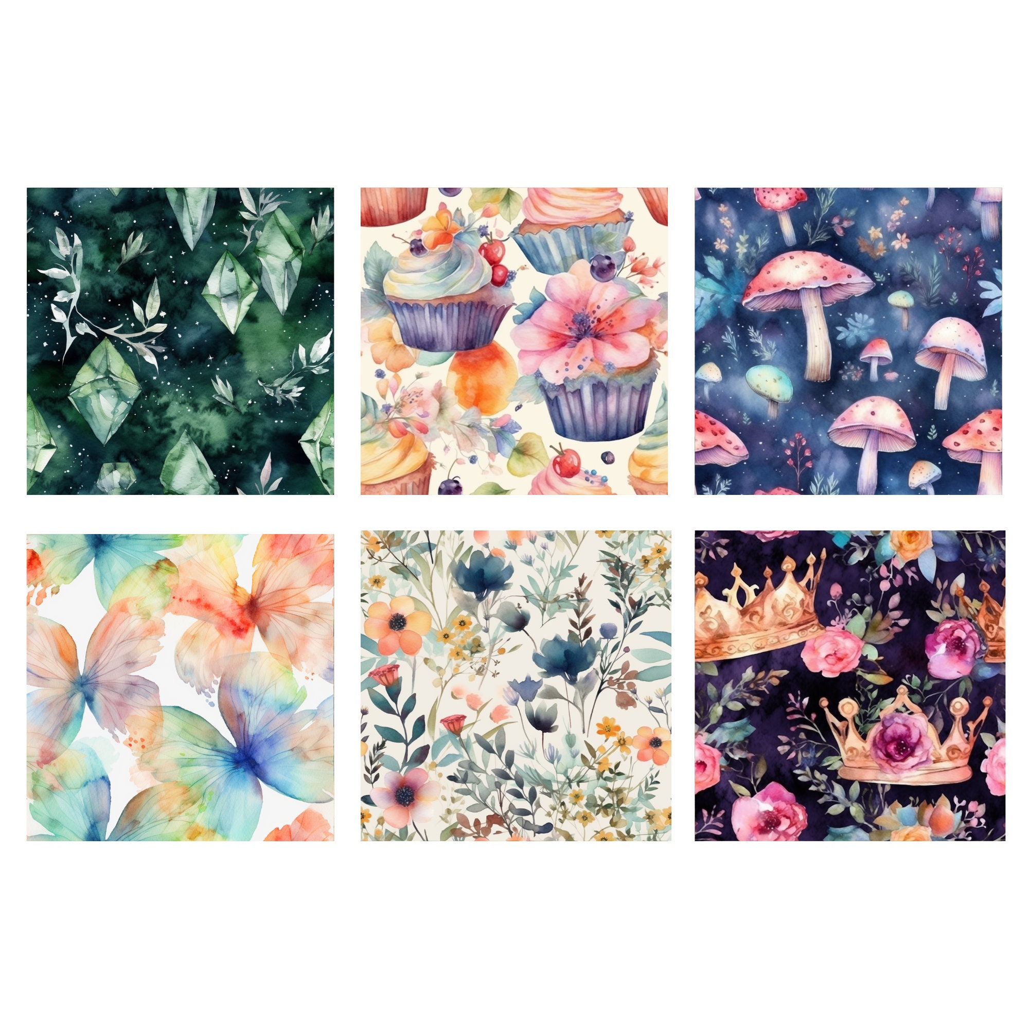 Fairycore Magic Seamless Digital Paper - Seamless Fairytale Watercolor ...