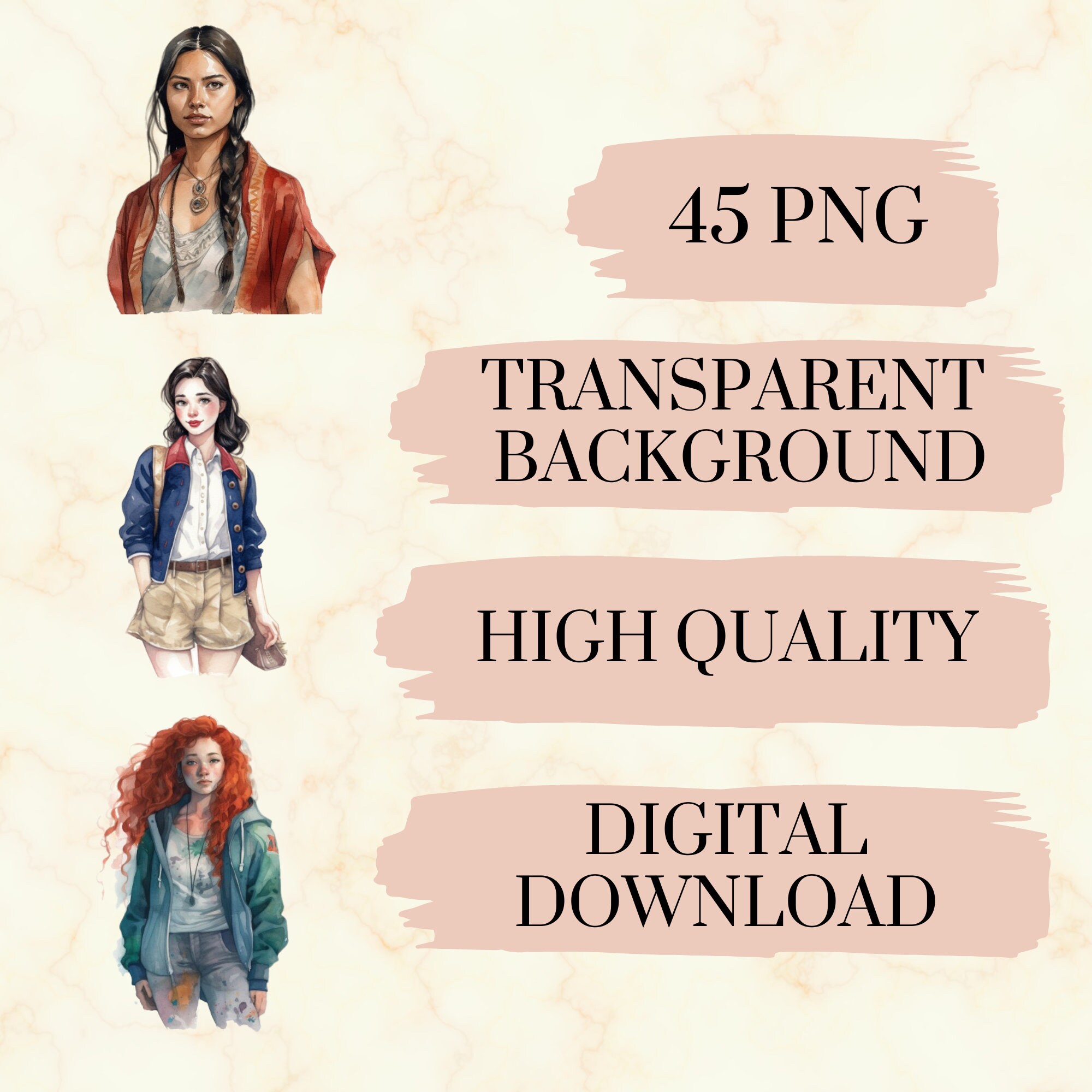 45 PNG Watercolor Modern Fairytale Princesses Clipart - Fairytale ...