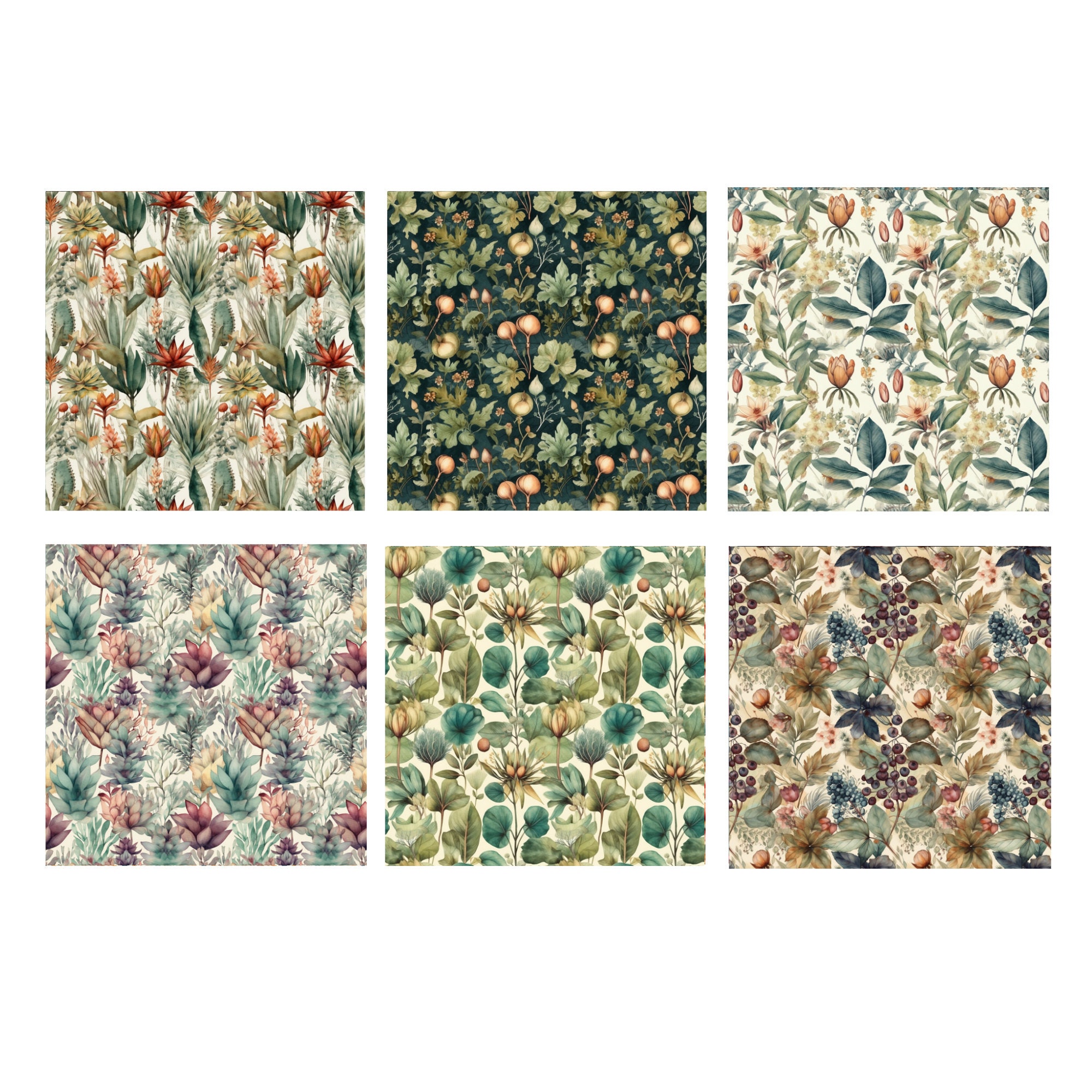 Vintage Botanical Seamless Digital Paper - Seamless Antique Plant ...