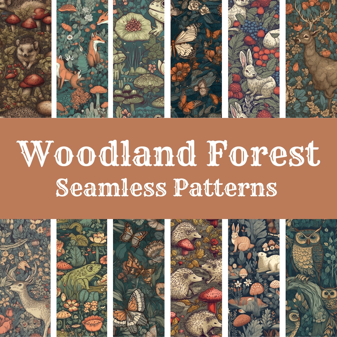 Woodland Forest Digital Paper - Seamless, Forest Watercolor Patterns ...