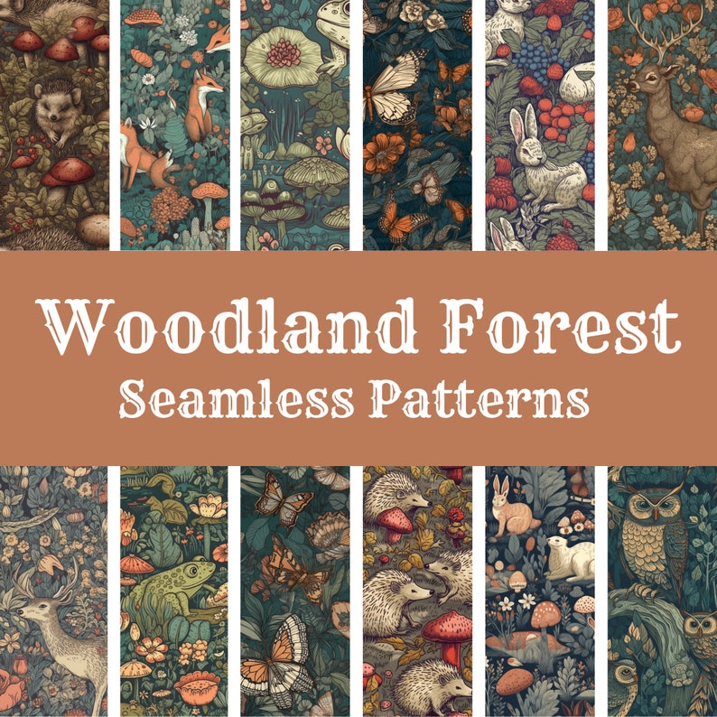 Woodland Forest Digital Paper - Seamless, Forest Watercolor Patterns ...