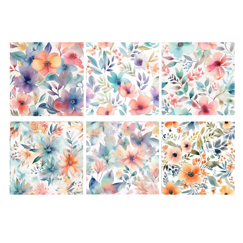 Pastel Flowers Seamless Digital Paper - Seamless Pretty Floral ...