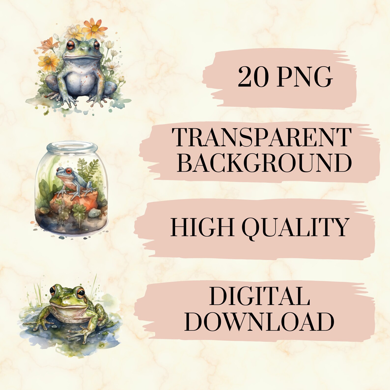 20 PNG Watercolor Cute Frogs Clipart Pretty Floral Frog PNG Set, Cute ...
