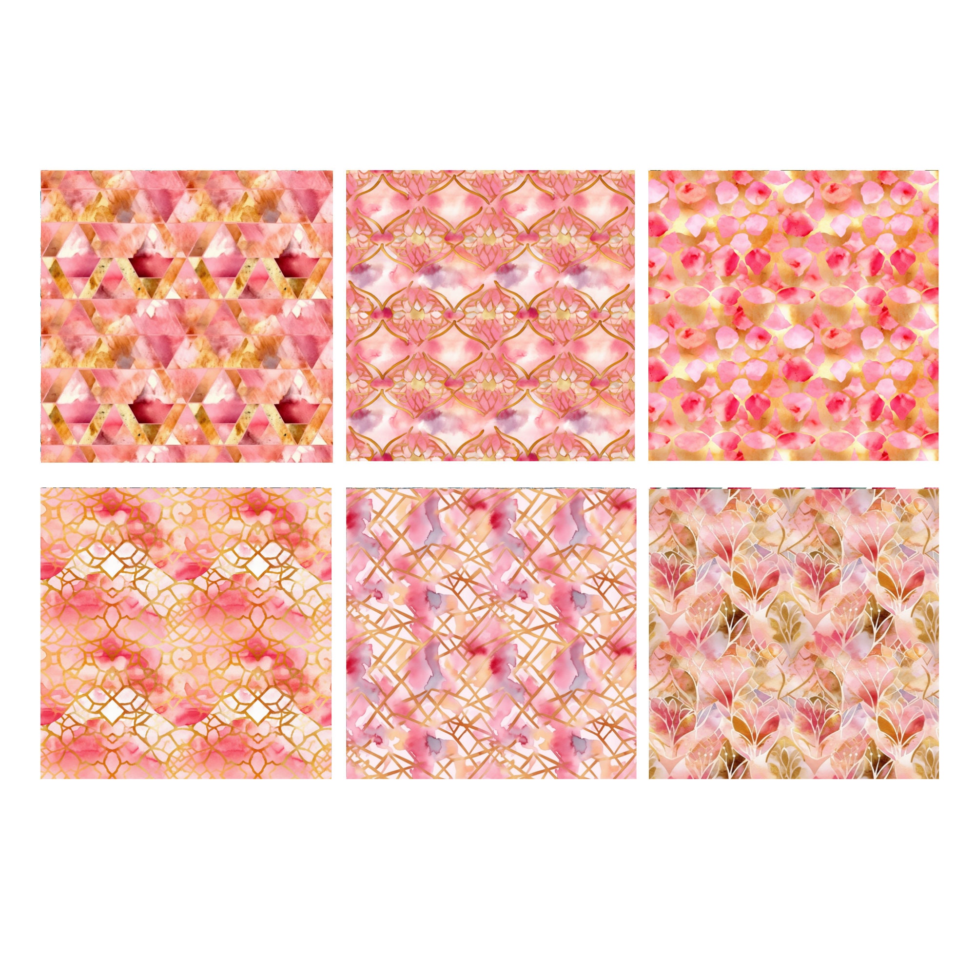Pink and Gold Seamless Digital Paper Seamless Pretty Dreamy Watercolor ...