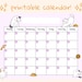 Cute Cat Open Printable Calendar, Digital Download Calendar, Instant ...