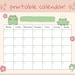 Cute Frog Open Printable Calendar, Digital Download Calendar, Instant ...