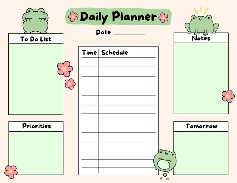 Cute Frog Digital Planner Download Bundle, Digital Download Planner ...