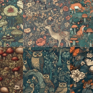 Woodland Forest Digital Paper - Seamless, Forest Watercolor Patterns ...