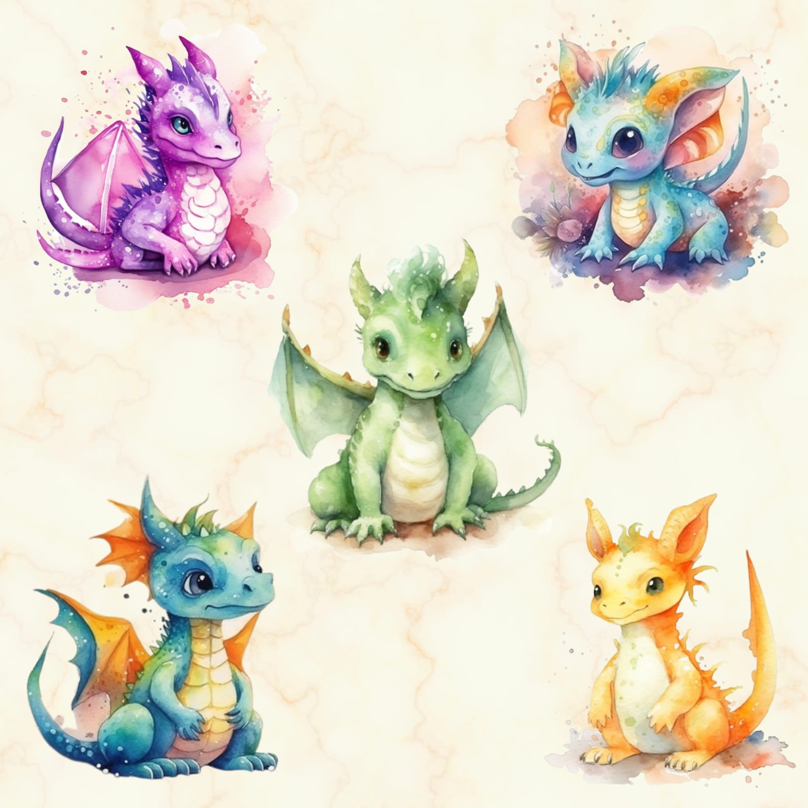 20 PNG Cute Dragons Clipart Fantasy Colorful Dragon PNG Set - Etsy ...