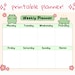 Cute Frog Open Printable Weekly Planner, Digital Download Planner Page ...