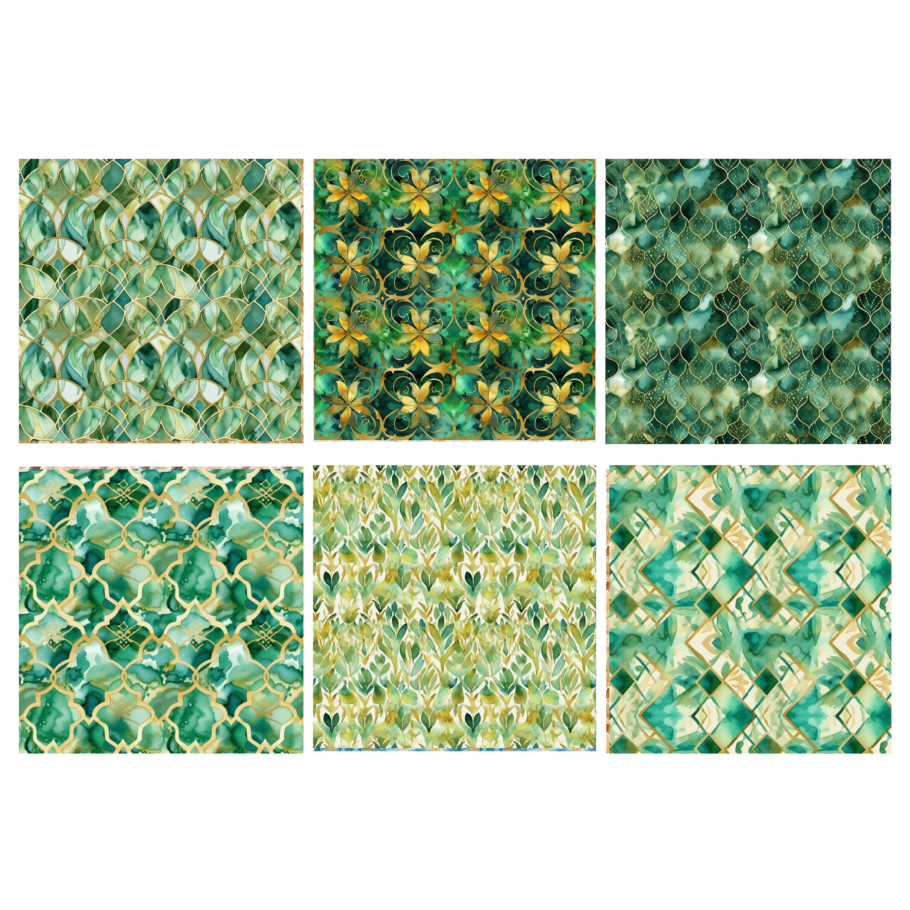 Green and Gold Seamless Digital Paper - Seamless Pretty Nature ...