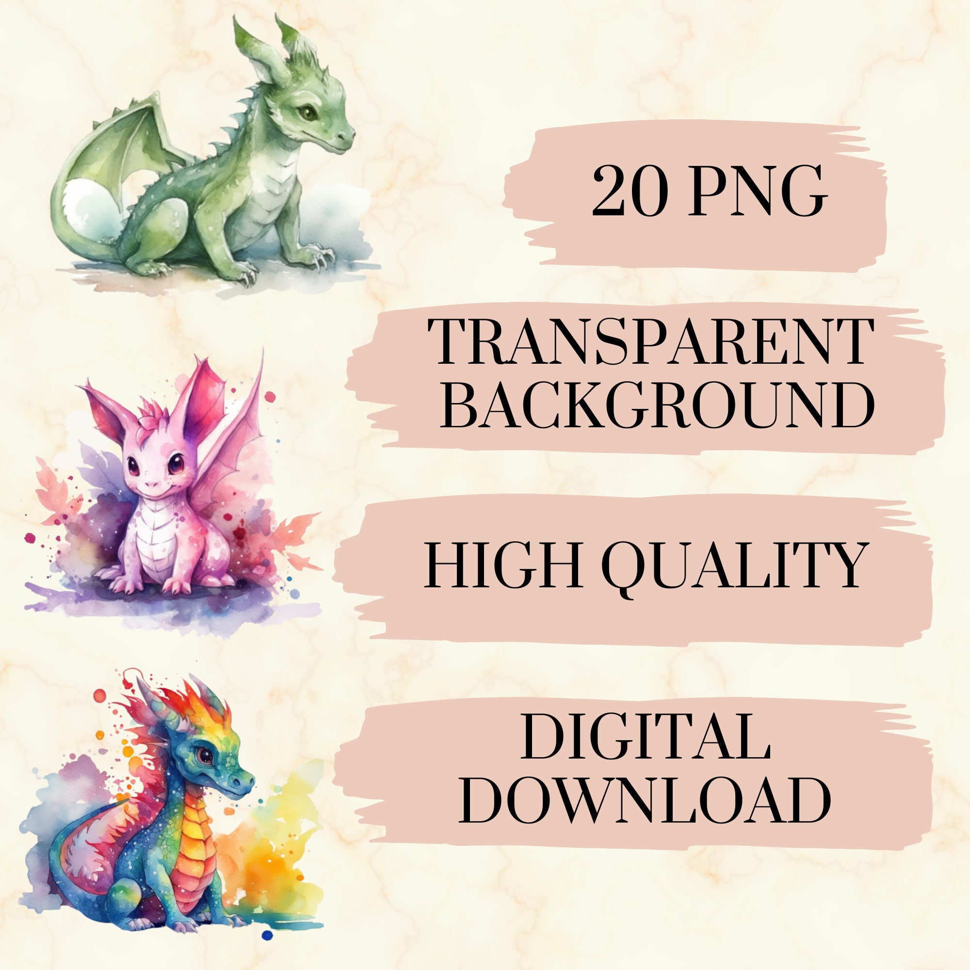 20 PNG Cute Dragons Clipart - Fantasy Colorful Dragon PNG Set, Pastel ...