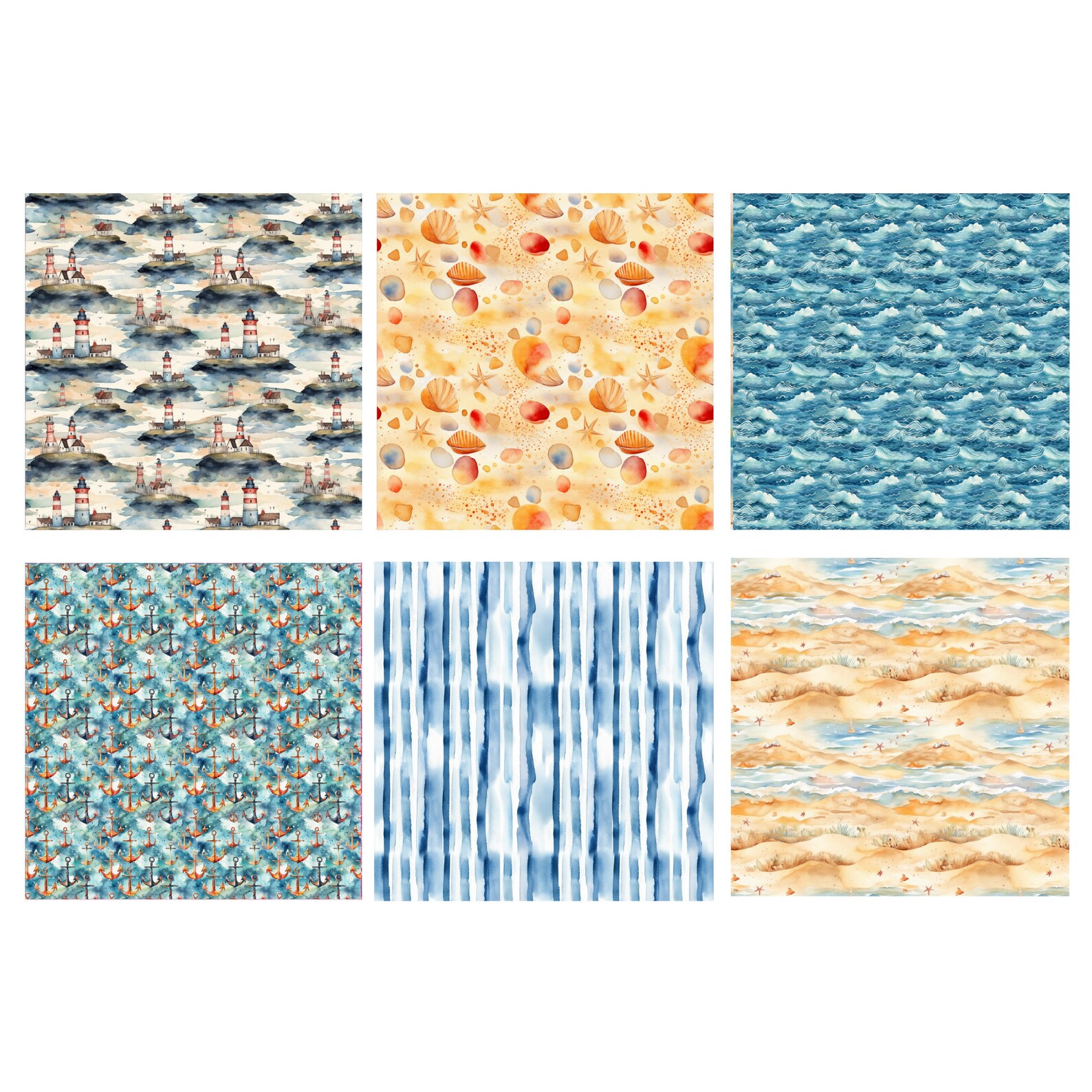 Beautiful Beach Seamless Digital Paper - Seamless Summer Seaside ...