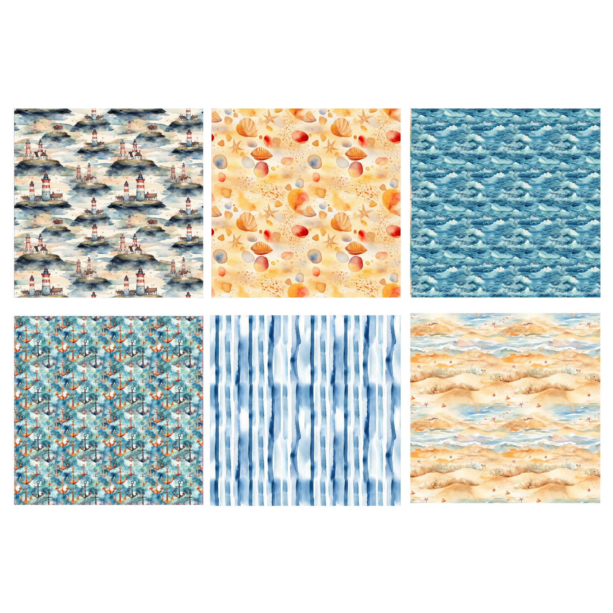 Beautiful Beach Seamless Digital Paper - Seamless Summer Seaside ...