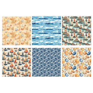 Beautiful Beach Seamless Digital Paper - Seamless Summer Seaside ...