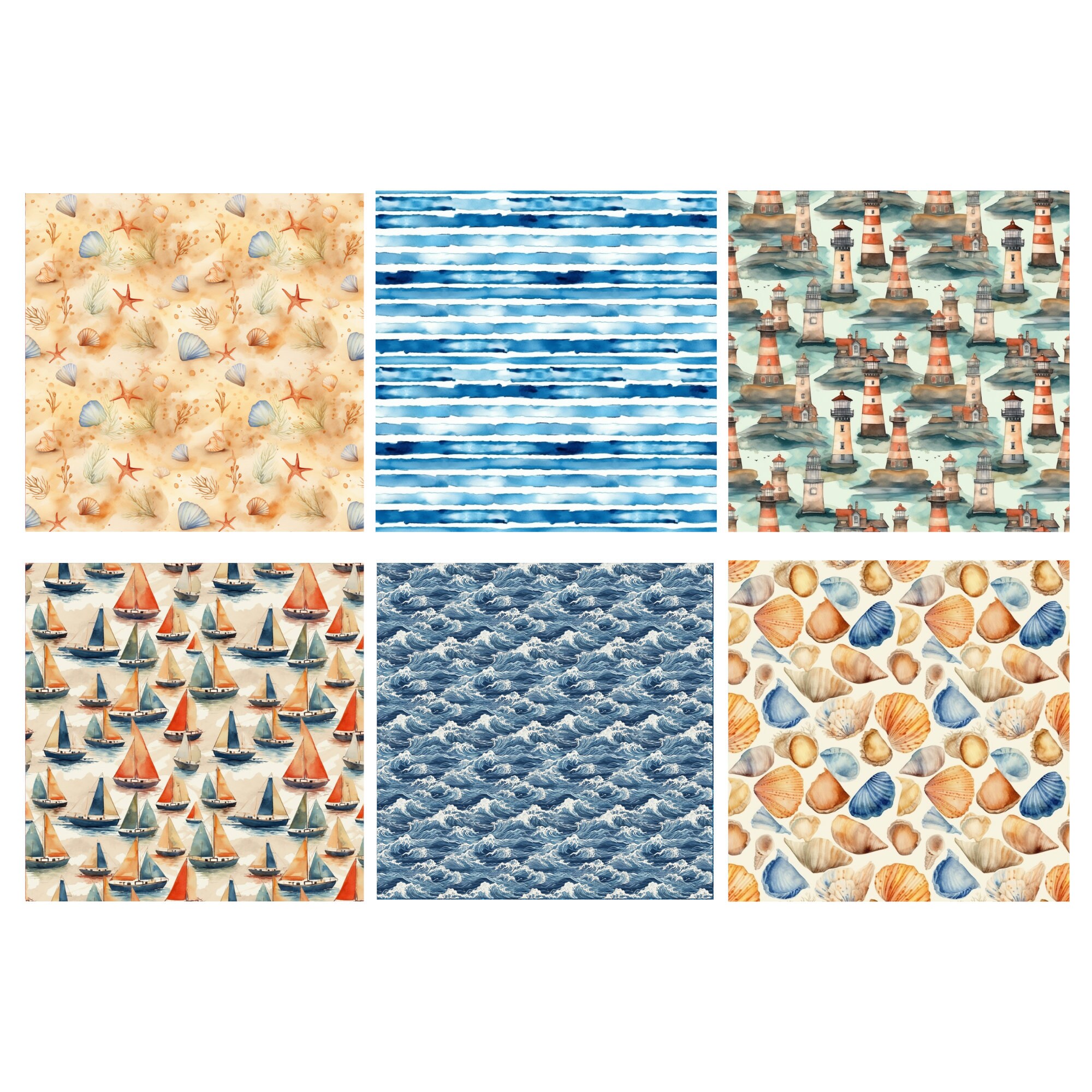 Beautiful Beach Seamless Digital Paper - Seamless Summer Seaside ...