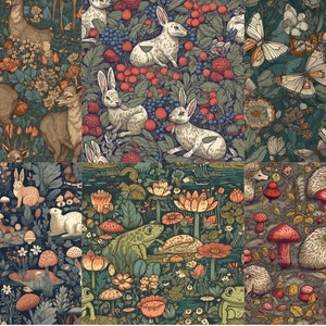 Woodland Forest Digital Paper - Seamless, Forest Watercolor Patterns ...