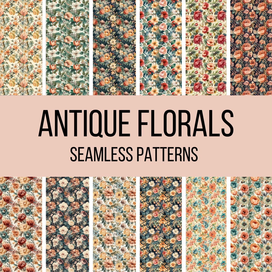 Antique Floral Seamless Digital Paper - Seamless Vintage Flower ...