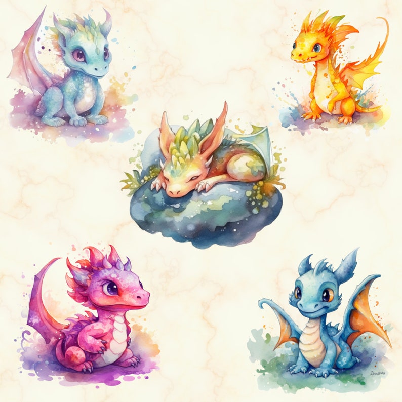 20 PNG Cute Dragons Clipart Fantasy Colorful Dragon PNG Set - Etsy ...