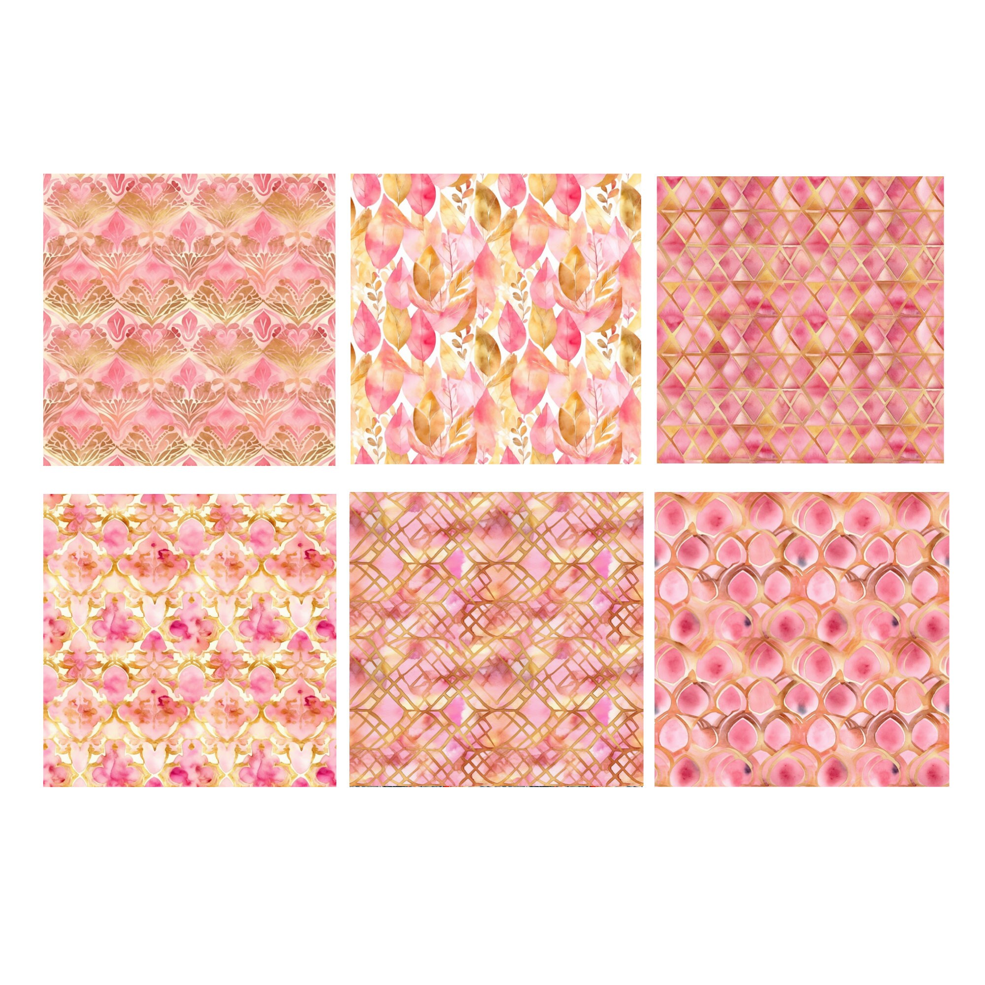 Pink and Gold Seamless Digital Paper Seamless Pretty Dreamy Watercolor ...