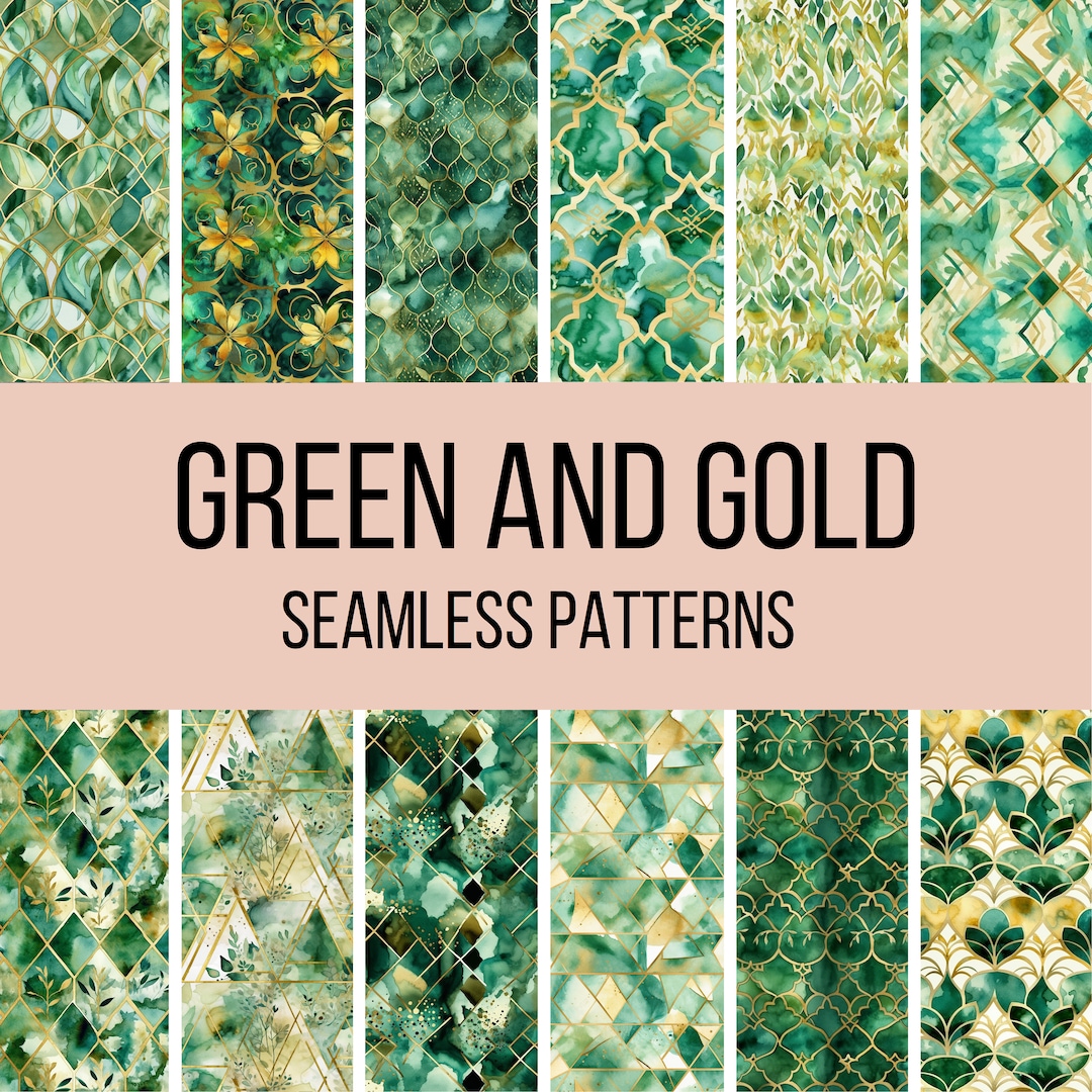 Green and Gold Seamless Digital Paper - Seamless Pretty Nature ...