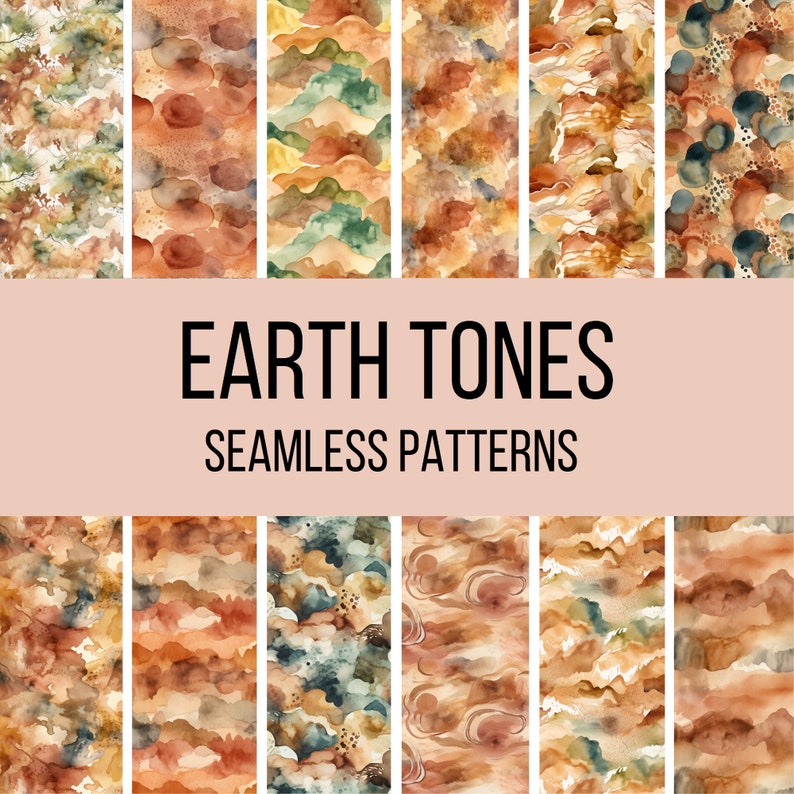 Earth Tones Seamless Digital Paper - Seamless Neutrals Watercolor ...