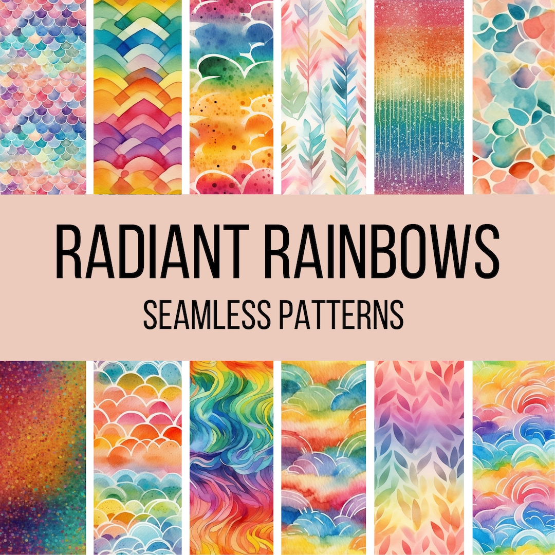 Radiant Rainbows Seamless Digital Paper - Seamless Pretty Colorful ...