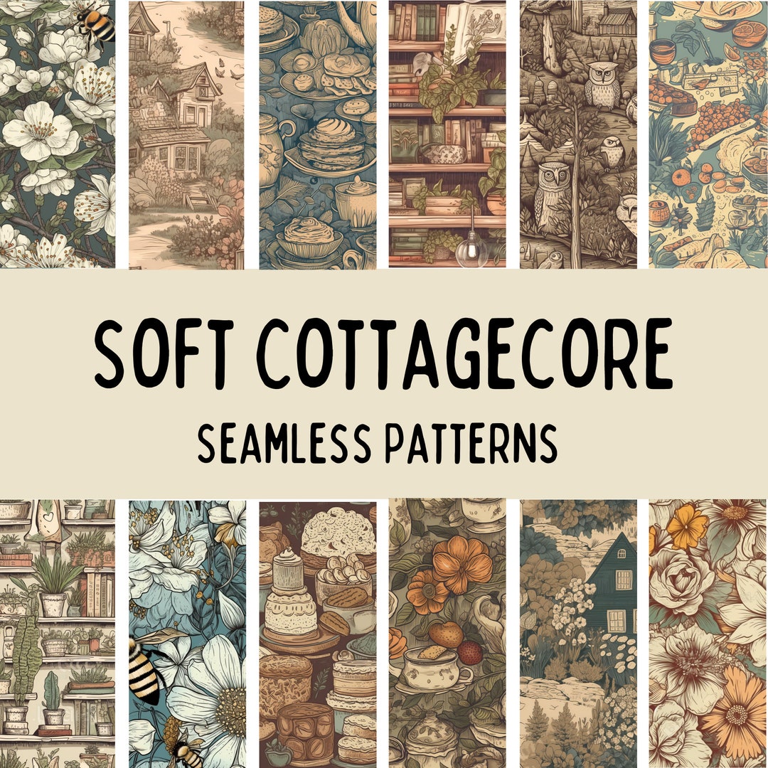 Soft Cottagecore Digital Paper - Seamless, Cottagecore Watercolor ...