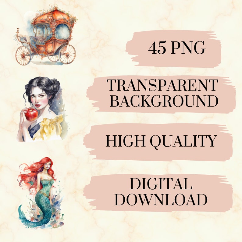 45 PNG Watercolor Fairytale Clipart Fairytale Fantasy Book PNG Set ...